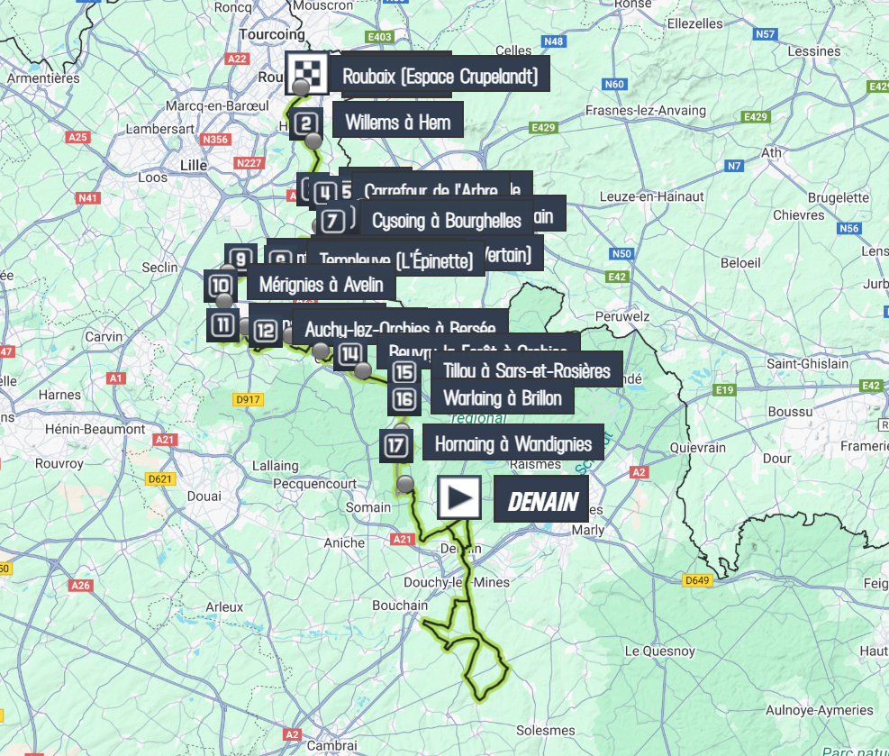 Stage profiles Paris-Roubaix Femmes avec Zwift 2025 One day race