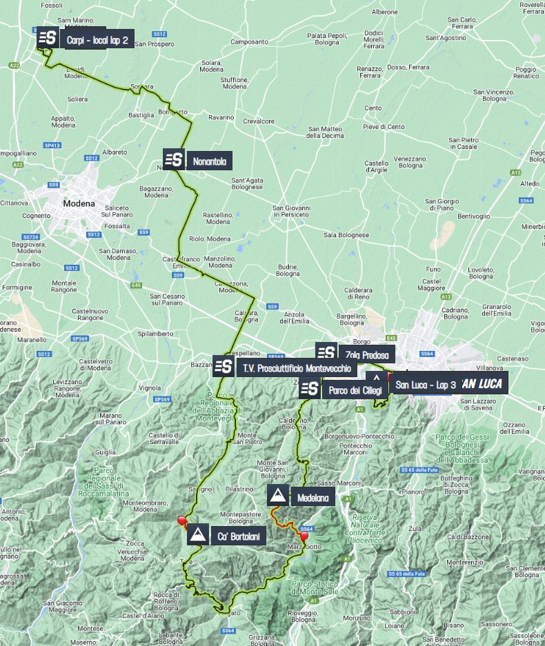 Stage profiles Giro dell'Emilia 2022 One day race